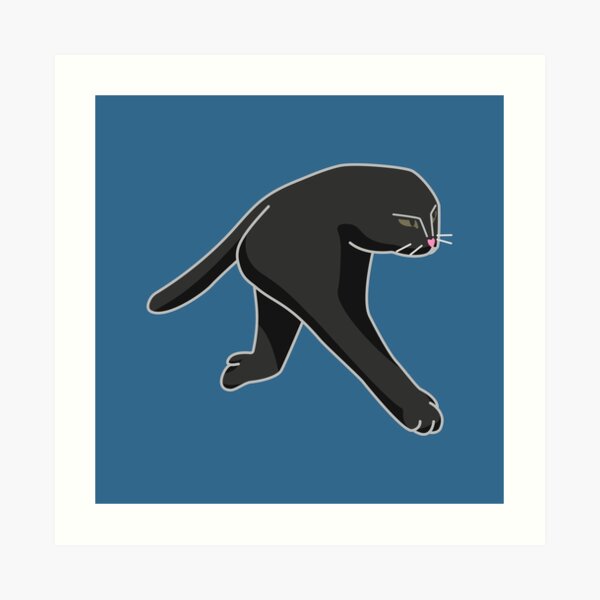 "Black Half Cat / Panorama Fail Cat / Singko peso cat Meme" Art Print ...