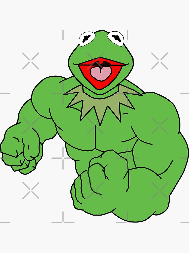 "Kermit The Muscle Frog" Sticker for Sale by impossibleARTbg | Redbubble