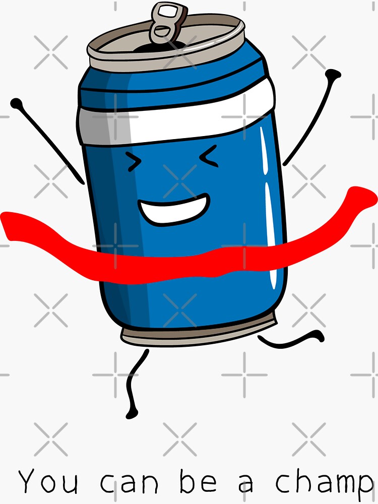 "cute soda can champion" Sticker for Sale by wordspotrayal | Redbubble