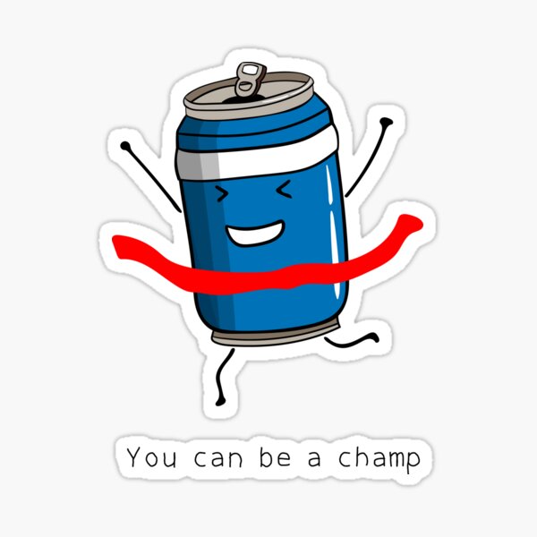 "cute soda can champion" Sticker for Sale by wordspotrayal | Redbubble