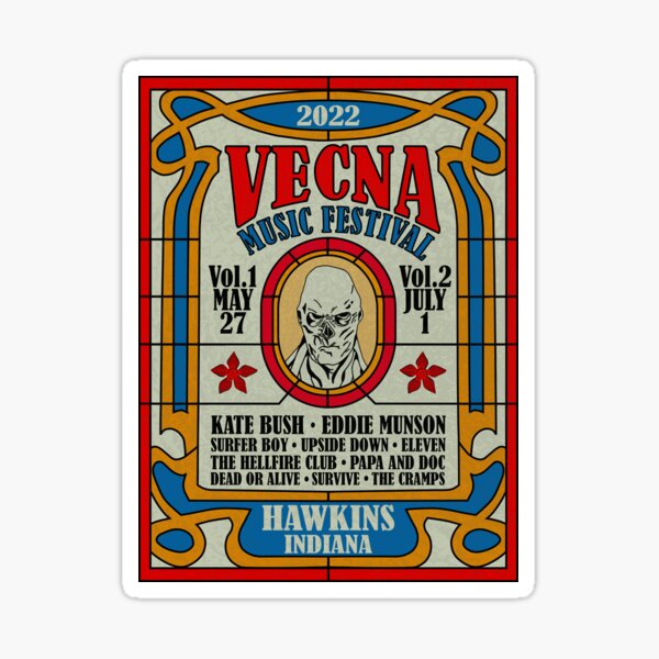 "Vecna Music Festival - Stranger Things " Sticker for Sale by ...