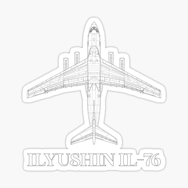 "The Ilyushin Il-76 with black background" Sticker for Sale by ...