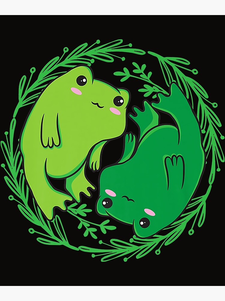 "Cottagecore Aesthetic Kawaii Frog Ying Yang Frogcore Premium" Poster ...