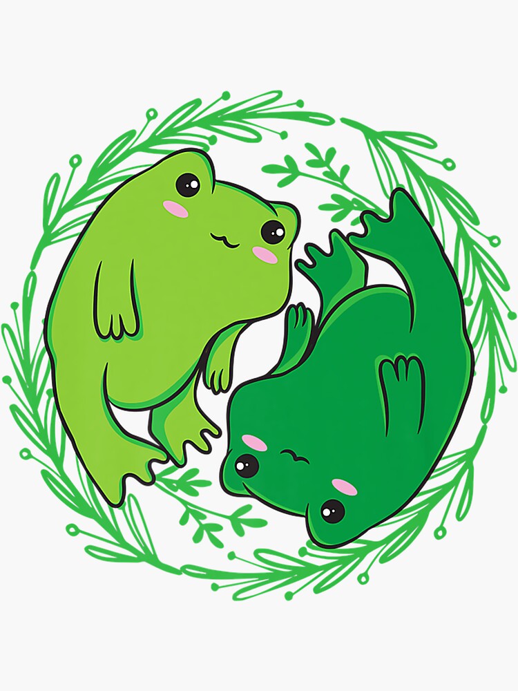 "Cottagecore Aesthetic Kawaii Frog Ying Yang Frogcore Premium" Sticker ...