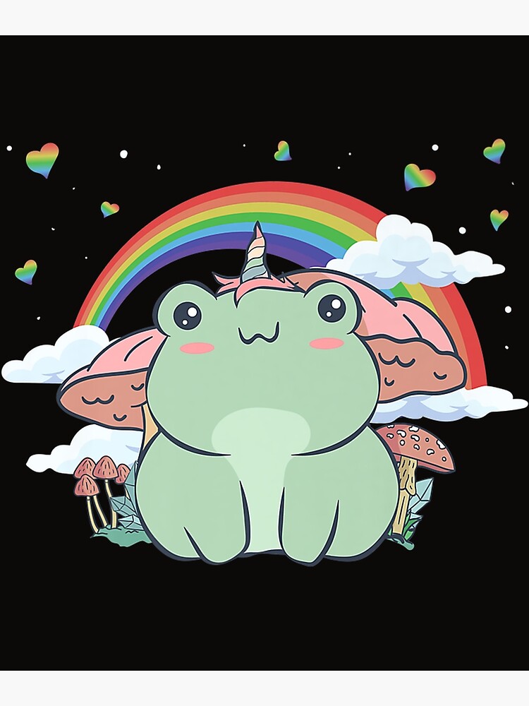 "Cottagecore Aesthetic Kawaii Frog Unicorn Goblincore Premium" Art ...