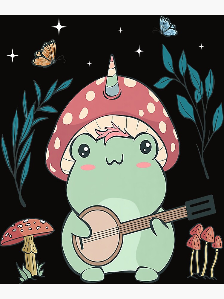 "Cottagecore Aesthetic Kawaii Unicorn Frog Playing Banjo Premium ...