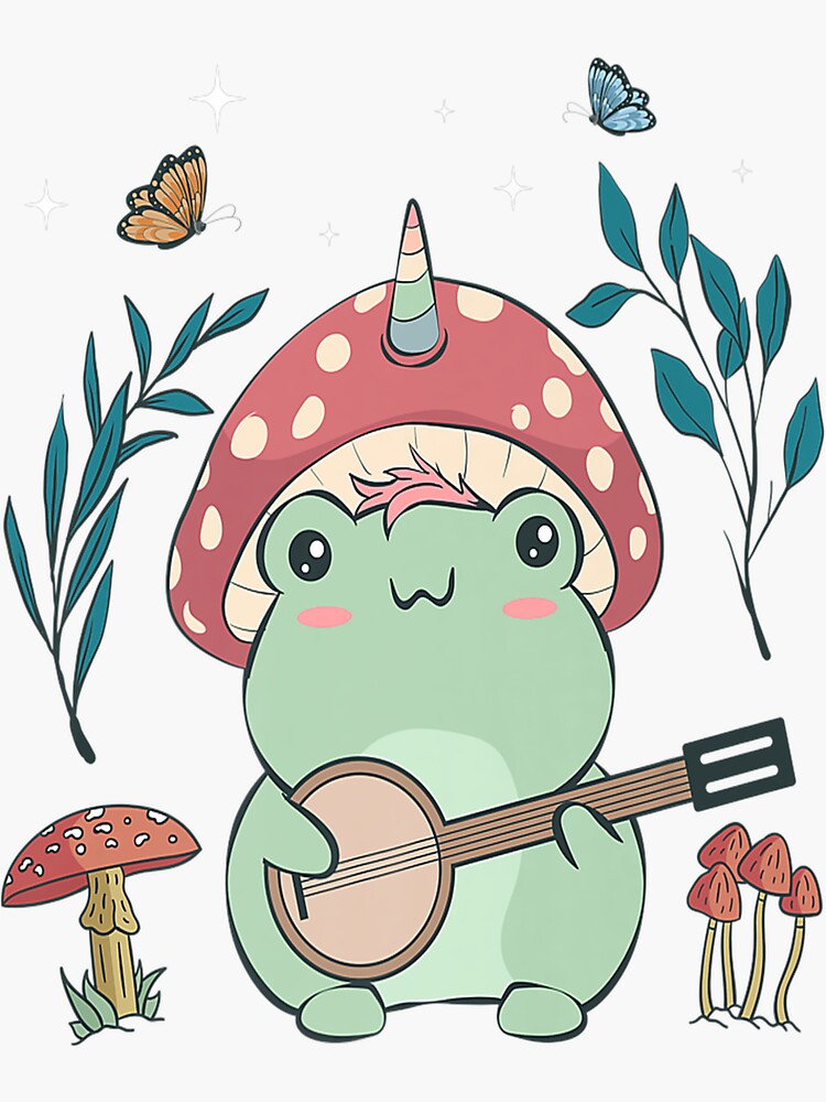 "Cottagecore Aesthetic Kawaii Unicorn Frog Playing Banjo Premium ...