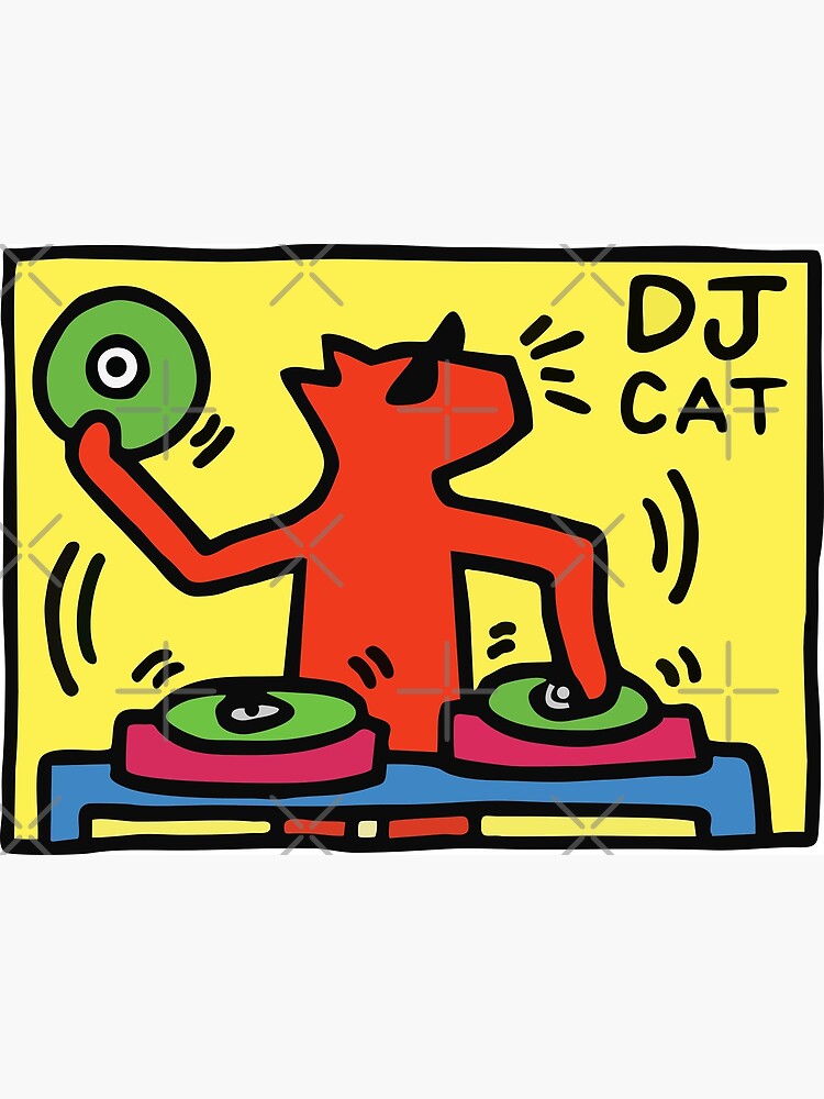 "DJ CAT KIETH ANIMAL HARING WHITE" Poster for Sale by SuneeKeiko ...