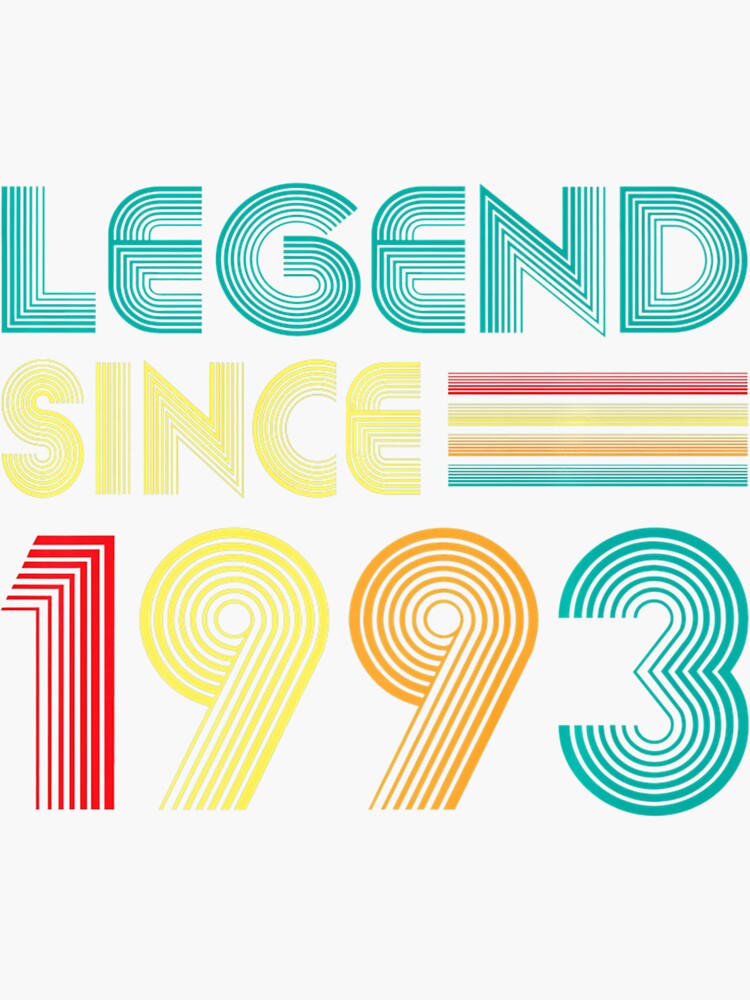 Pegatina «Leyenda desde 1993 29 cumpleaños Retro Vintage 29 años ...