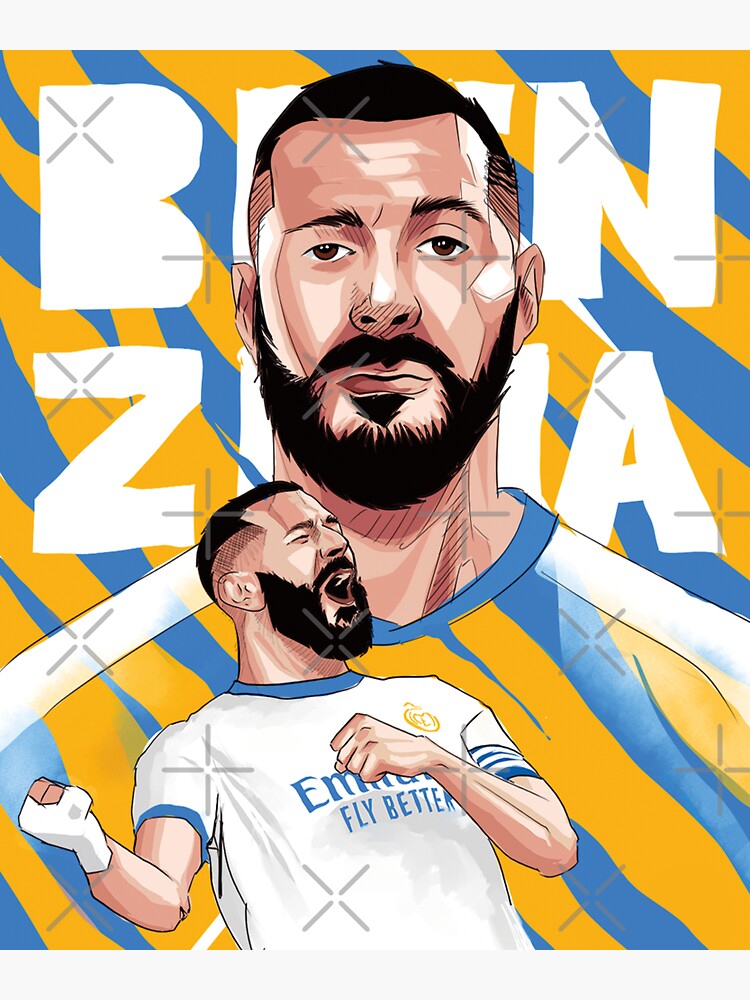 "KARIM BENZEMA - ILLUSTRATION ARTWORK" Sticker for Sale by medelwaid2 ...