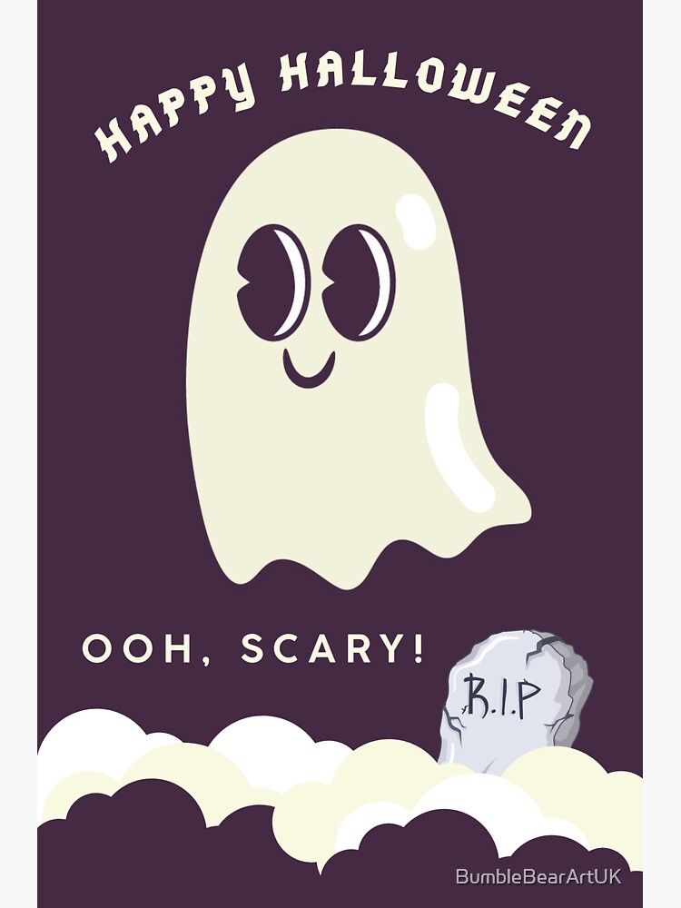"Ooh Scary - Halloween Ghost" Sticker for Sale by BumbleBearArtUK ...
