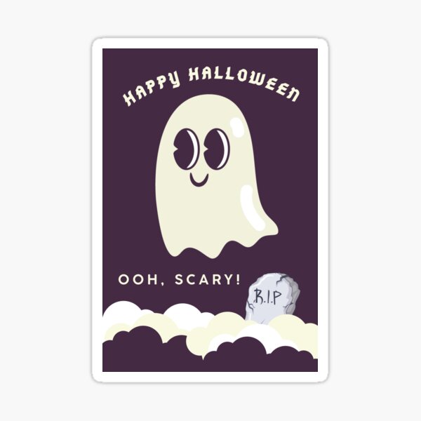 "Ooh Scary - Halloween Ghost" Sticker for Sale by BumbleBearArtUK ...