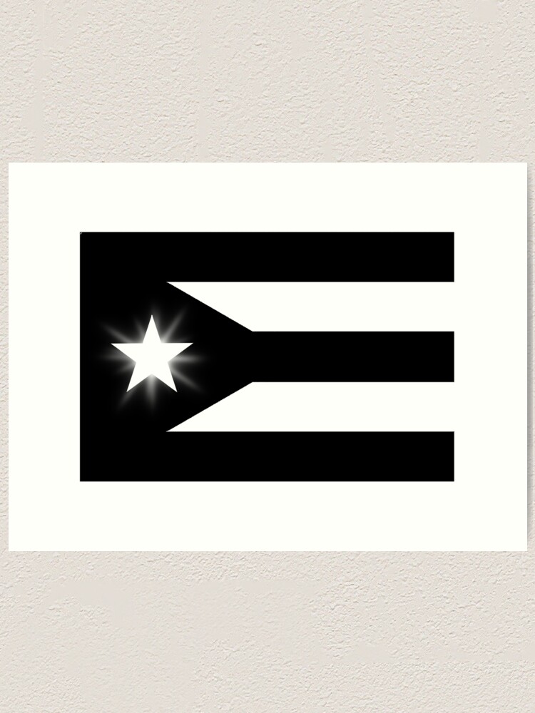 "Puerto Rican Flag black and white bright star" Art Print for Sale by ...
