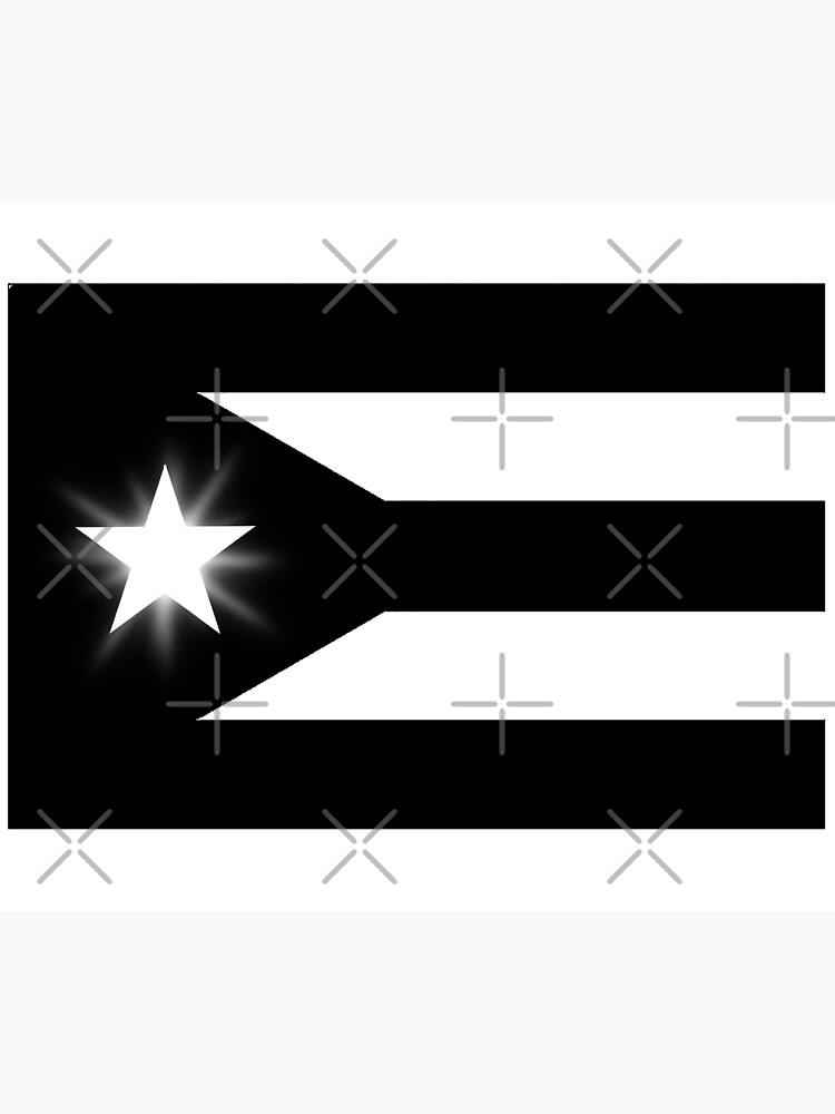 "Puerto Rican Flag black and white bright star" Canvas Print for Sale ...