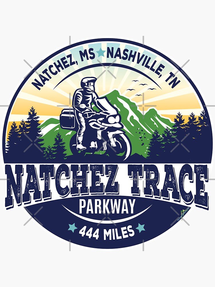 "Natchez Trace Parkway USA Motorcycle Sticker T-Shirt 01" Sticker for ...