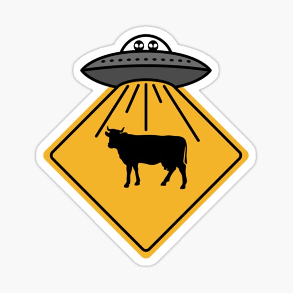 "Cow Alien Abduction Road Sign Funny UFO Cattle Farmer Pullover ...