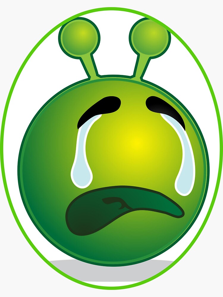 "Alien Emoji Crying" Sticker for Sale by ArtPunk456 | Redbubble