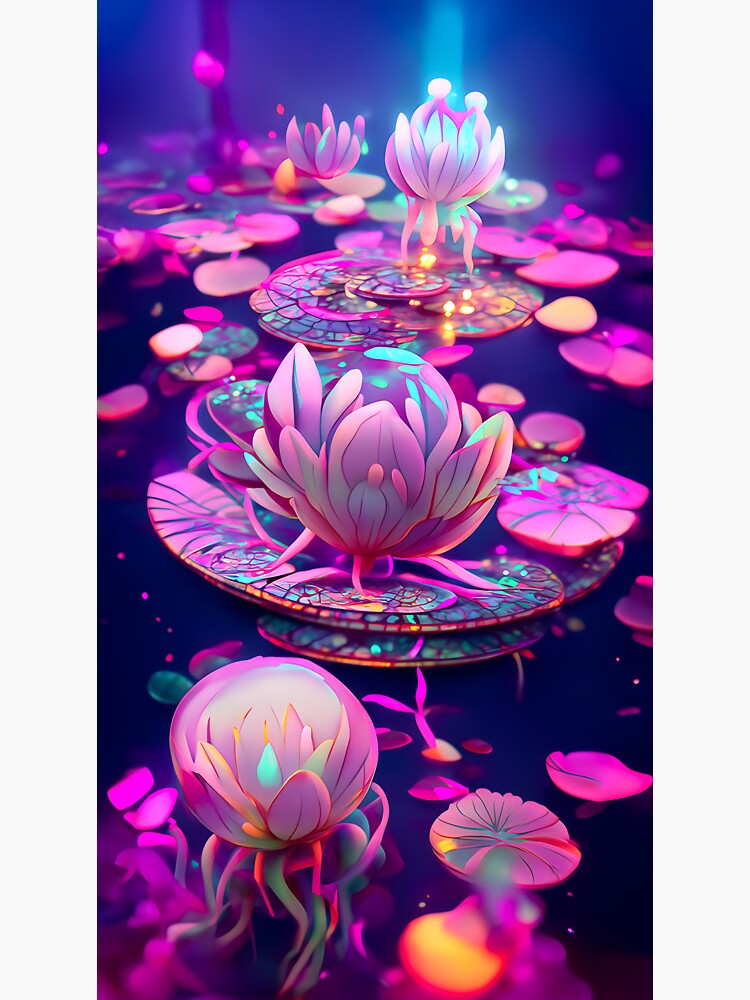 "Alien Water Lilies IV" Sticker for Sale by spacedove | Redbubble