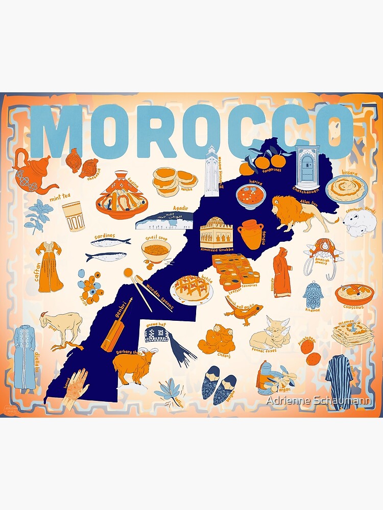 "Morocco Culture Map" Poster for Sale by adrienne-makes | Redbubble