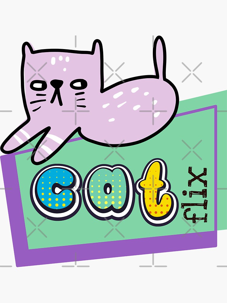 "Catflix and Chill- Funny Cat Lover Netflix TV Meme" Sticker for Sale ...
