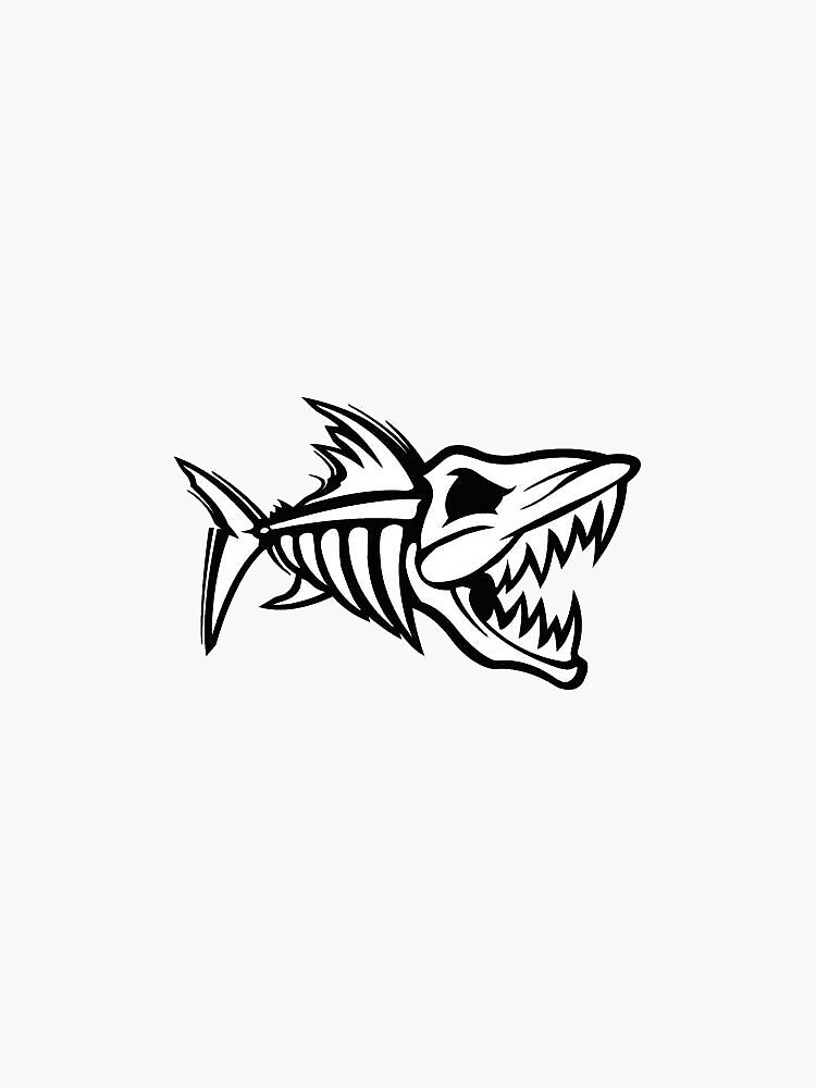 "scary fish shark teeth claws bass fly fishing" Sticker for Sale by ...