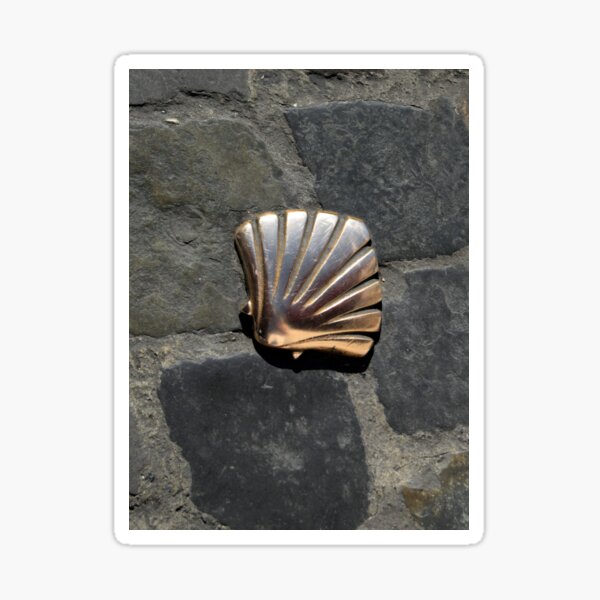 "Camino de Santiago Compostela Scallop Shell on Cobblestone" Sticker ...