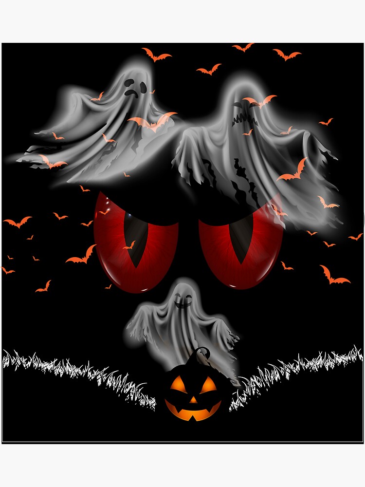 "red eyes spooky halloween vibe scary ghost " Sticker for Sale by opilo ...