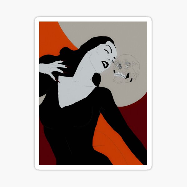 "Vampira / Goth Woman and Skull Minimalist" Sticker for Sale by ...