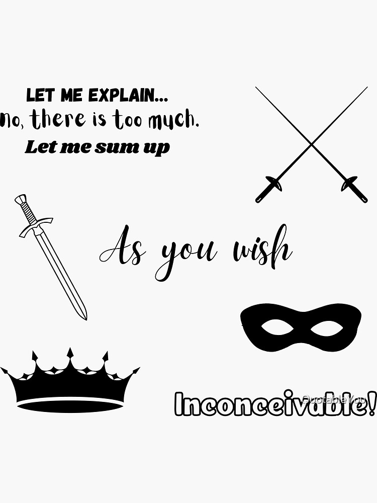 "Princess Bride Sticker Set" Sticker for Sale by QuotableYou | Redbubble