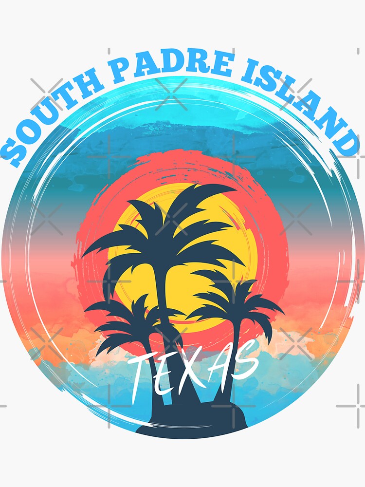 " Retro South Padre Island Texas Sunset Souvenir" Sticker for Sale by ...