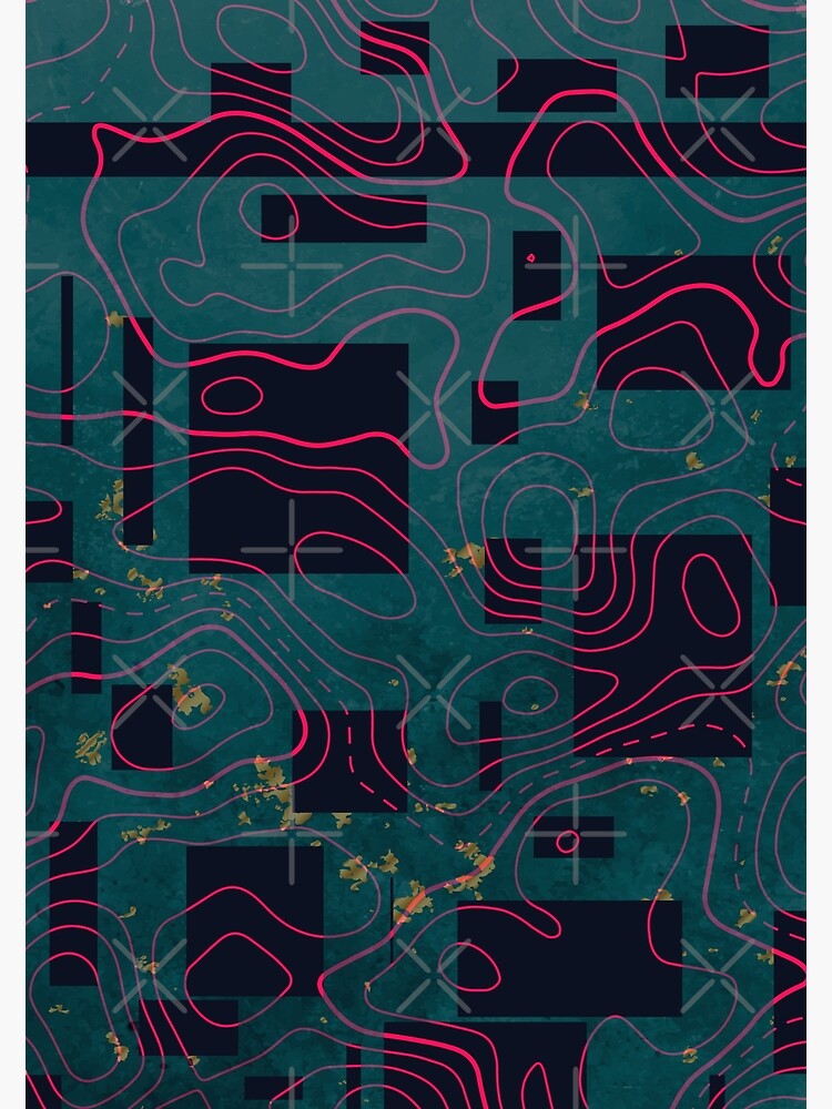 "Fantastic Topographic map design in red and green color" Poster for ...