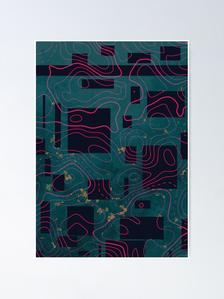 "Fantastic Topographic map design in red and green color" Poster for ...