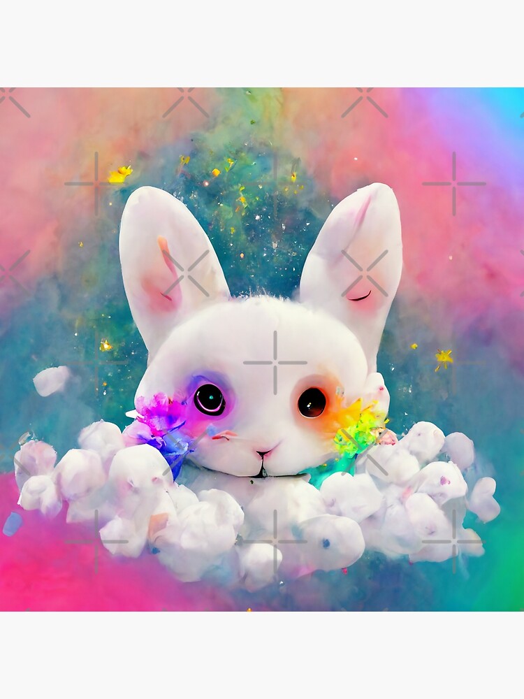 "Rainbow Bunny Rabbit in the Clouds" Poster for Sale by MythicPrompts ...