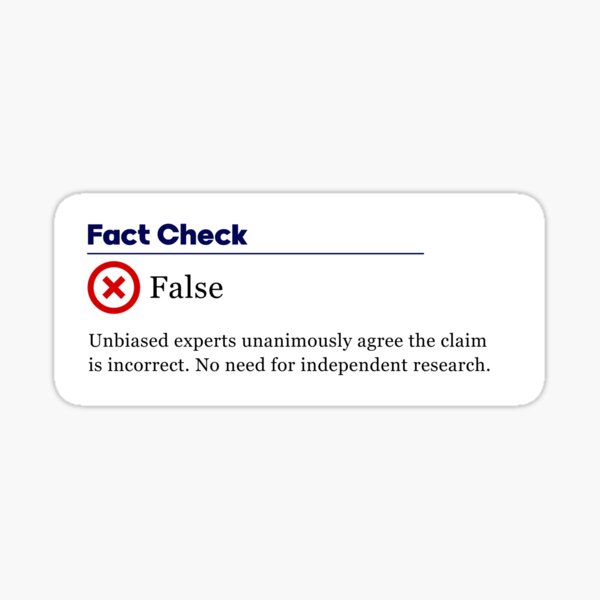 "Fact Check Verdict False" Sticker for Sale by dopeshed | Redbubble