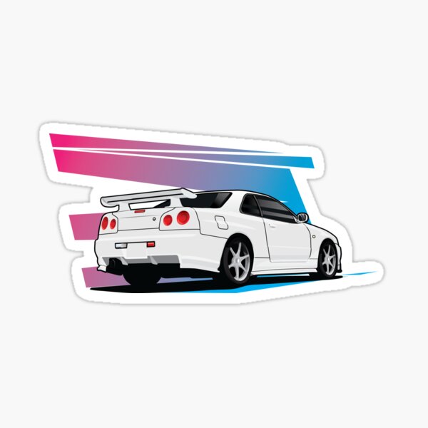 Pegatina «Nissan GTR-34 Arte vectorial - Líneas del amanecer» de ...