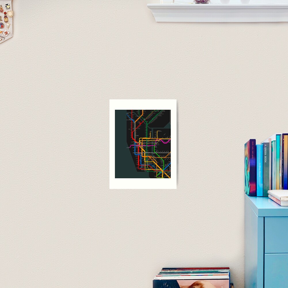 "New York City dark subway map" Art Print for Sale by elmindo | Redbubble