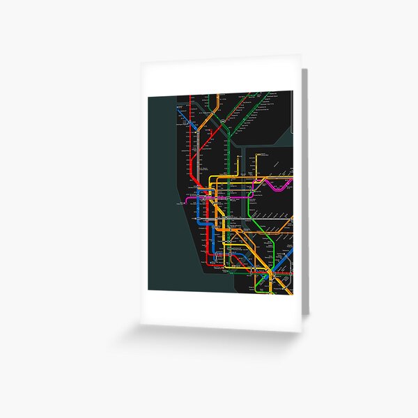 "New York City dark subway map" Greeting Card for Sale by elmindo ...