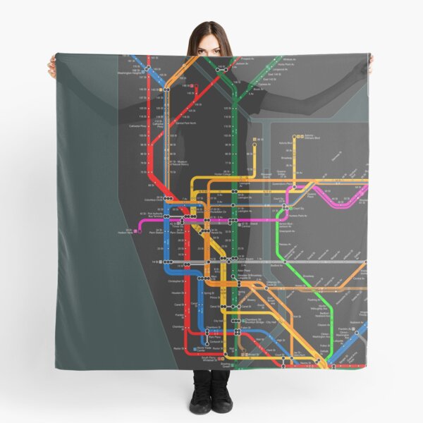 "New York City dark subway map" Scarf for Sale by elmindo | Redbubble