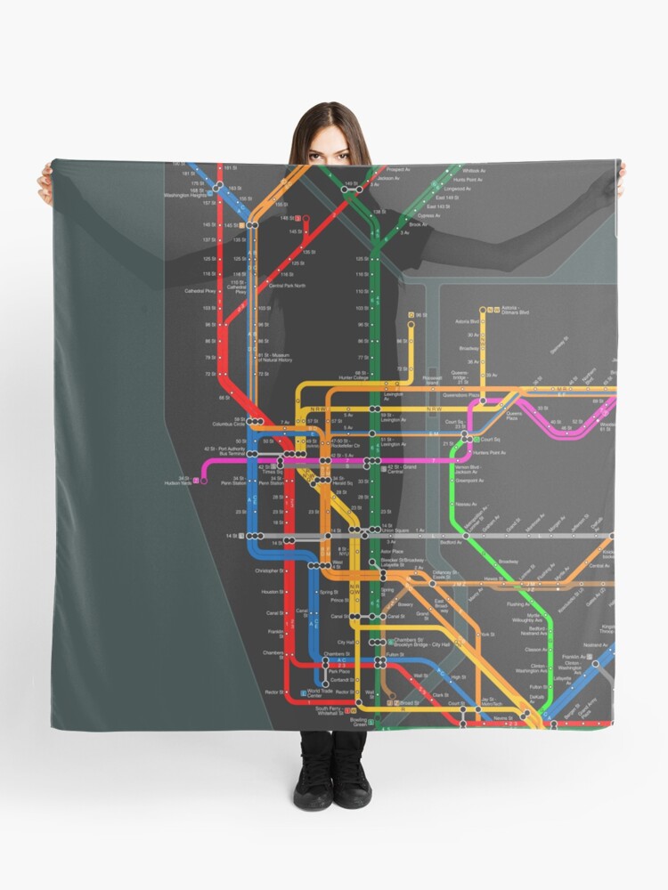 "New York City dark subway map" Scarf for Sale by elmindo | Redbubble