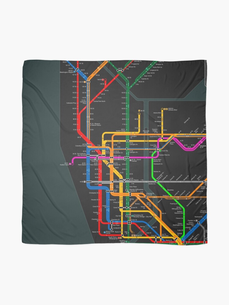 "New York City dark subway map" Scarf for Sale by elmindo | Redbubble