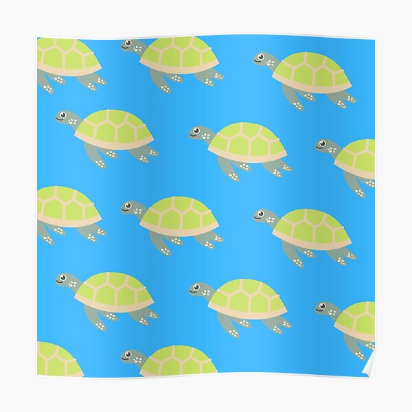 "Kids fun sea turtles swimming in a blue ocean " Poster for Sale by ...