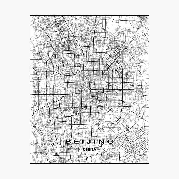 Lámina fotográfica «Mapa de la ciudad de Beijing, mapa de Beijing, mapa ...