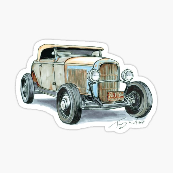 "32 Ford Roadster Hot Rod" Sticker for Sale by WheelsinArt | Redbubble