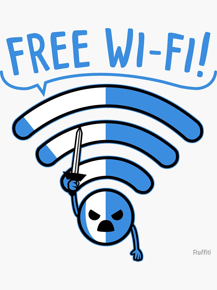 "Free Wi-Fi!" Sticker for Sale by Raffiti | Redbubble