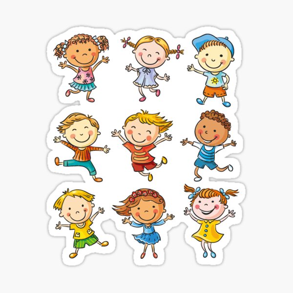 "Child Cartoon Drawing Illustration, Nine children cartoon illustration ...