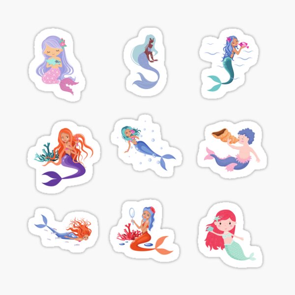 "Colorful Mermaid Sticker Pack" Sticker for Sale by Rell1970 | Redbubble