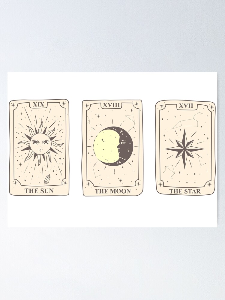 "The Sun The Moon and The Star Tarot Cards" Poster for Sale by Yael ...
