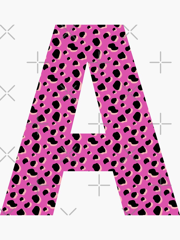 "Pink and Black Leopard Cheetah Alphabet Letter A " Sticker for Sale by ...
