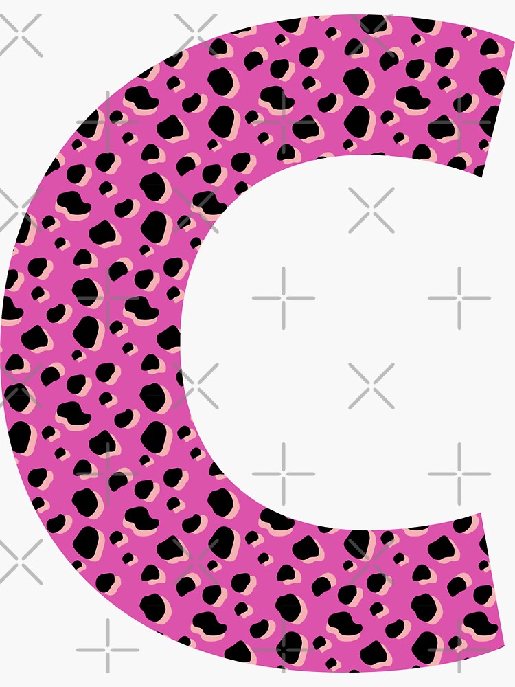 "Pink and Black Leopard Cheetah Alphabet Letter C" Sticker for Sale by ...