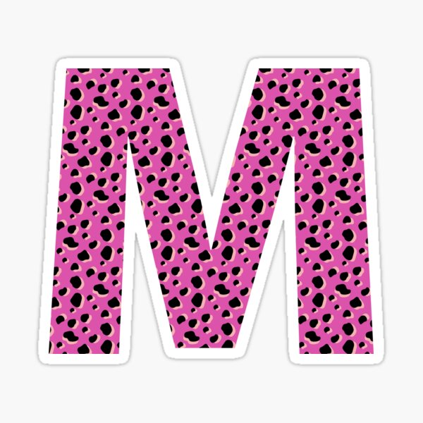 "Pink and Black Leopard Cheetah Alphabet Letter M" Sticker for Sale by ...